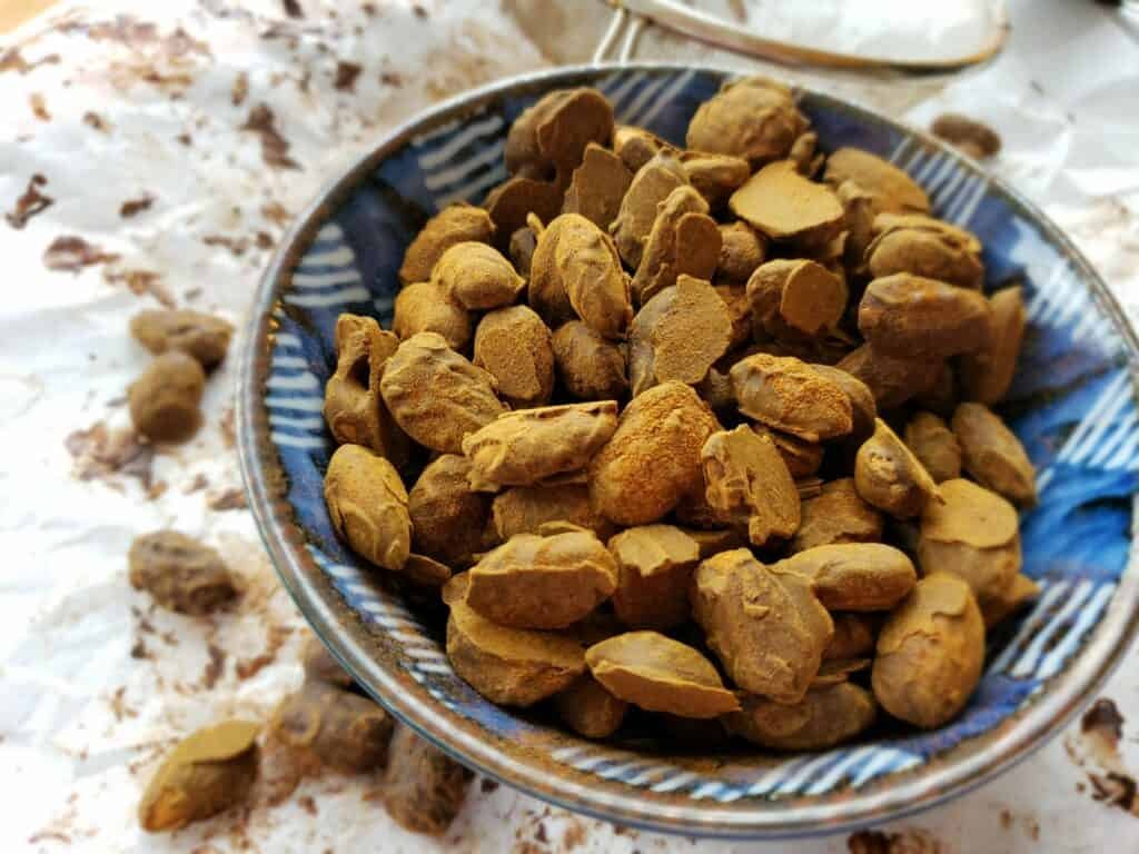mexican spice dark chOcOlate covered almOnds - Sugar Booger Sweets